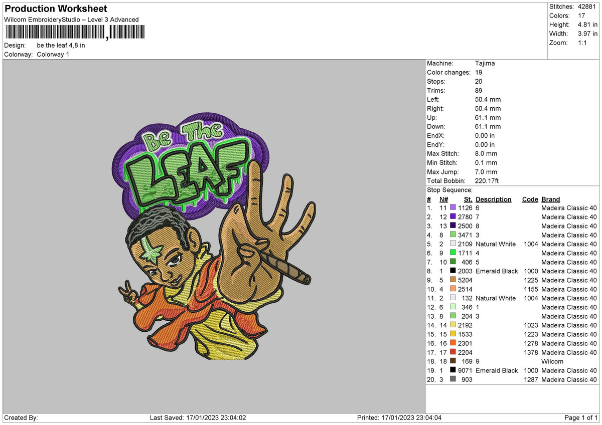 Leaf Txt Embroidery File 6 sizes – embrostudio