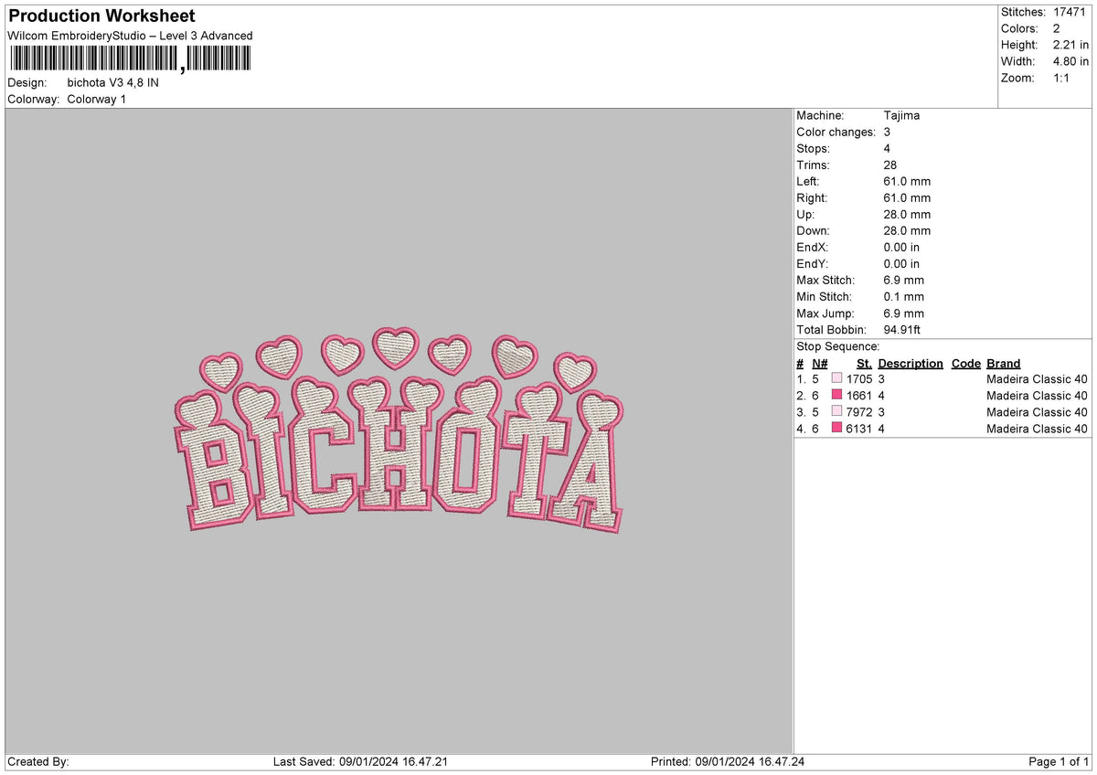 Bichota V3 Embroidery File 6 sizes – embrostudio
