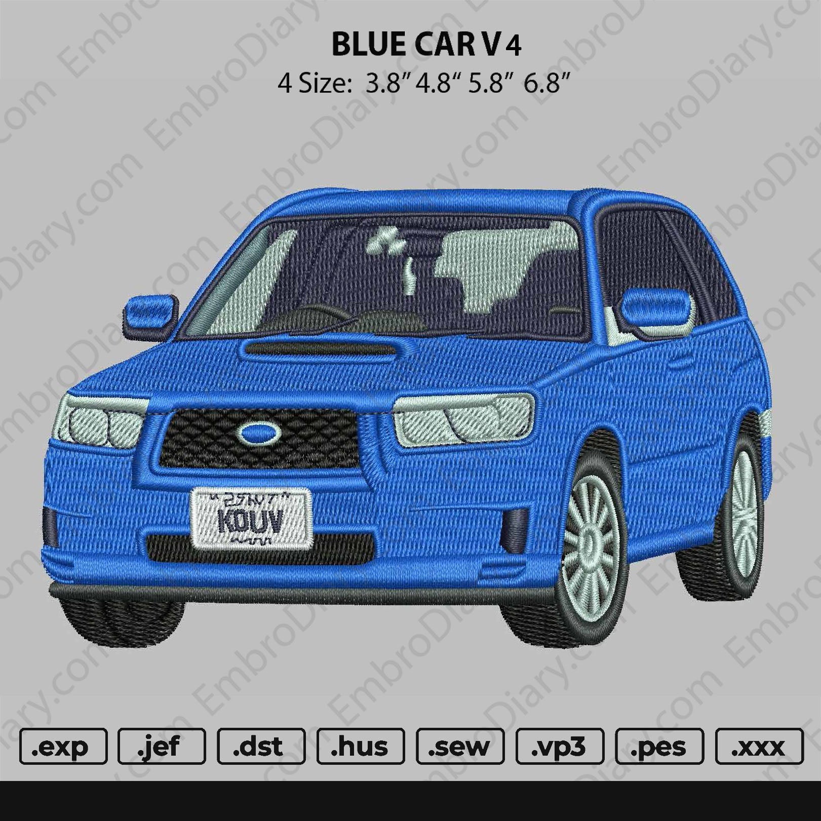 Blue Car V4 Embroidery – embrostudio