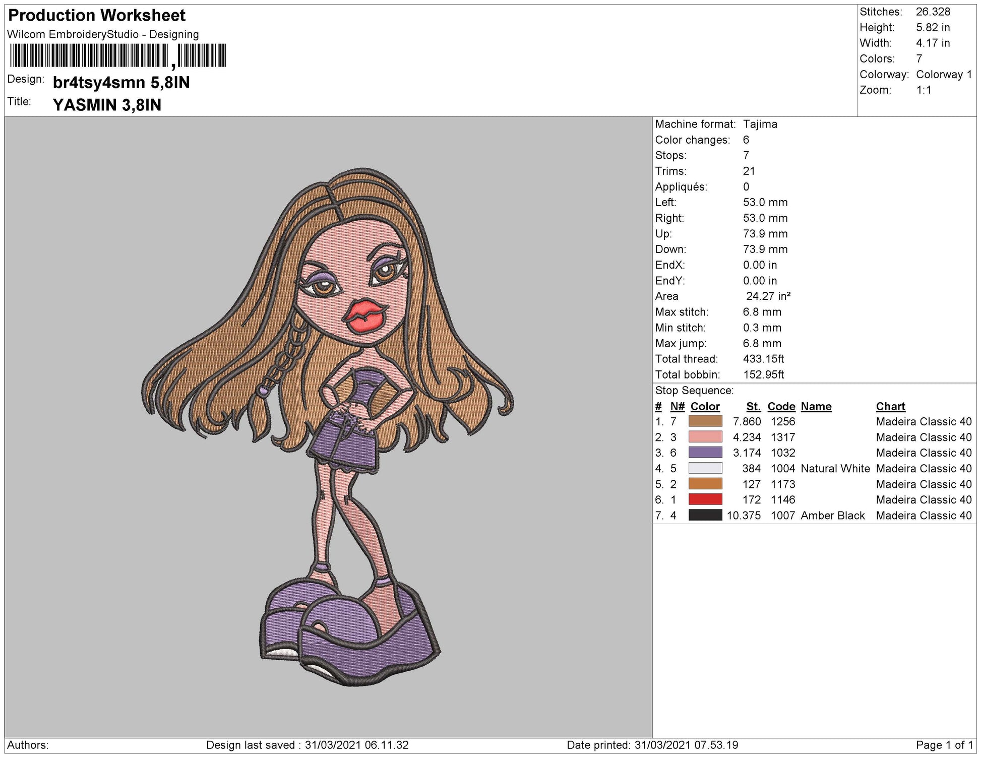 Bratz Yasmin Embroidery – embrostudio