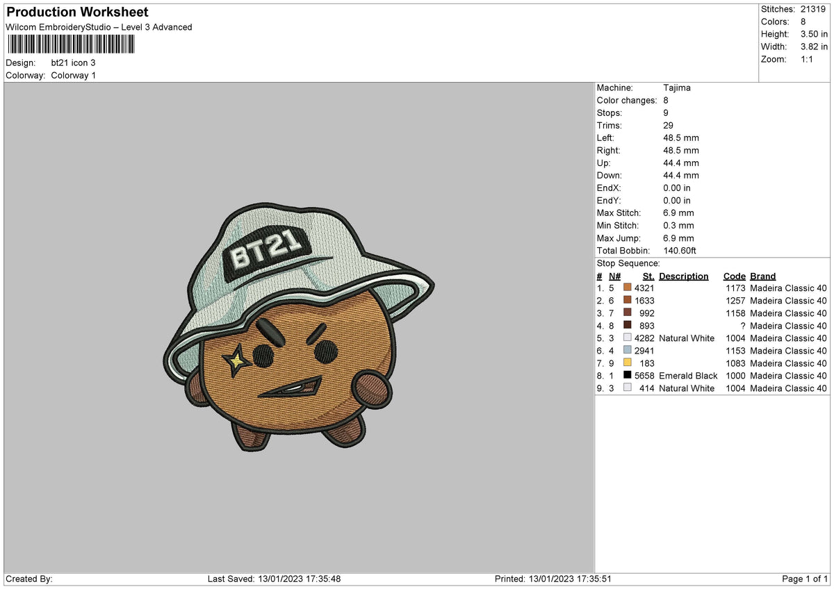 Bt Icon 21 Embroidery File 6 Sizes – embrostudio