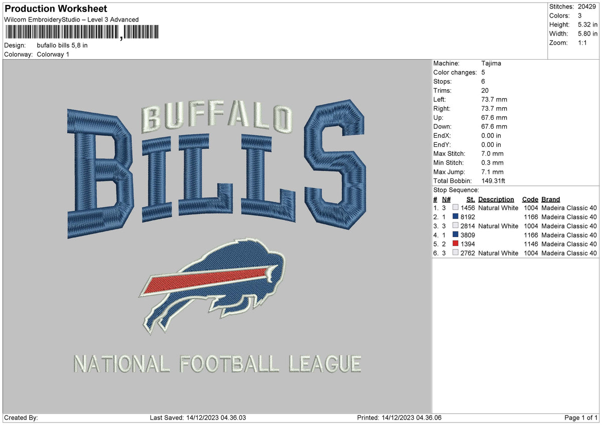 Bills Text Embroidery File 6 sizes – embrostudio