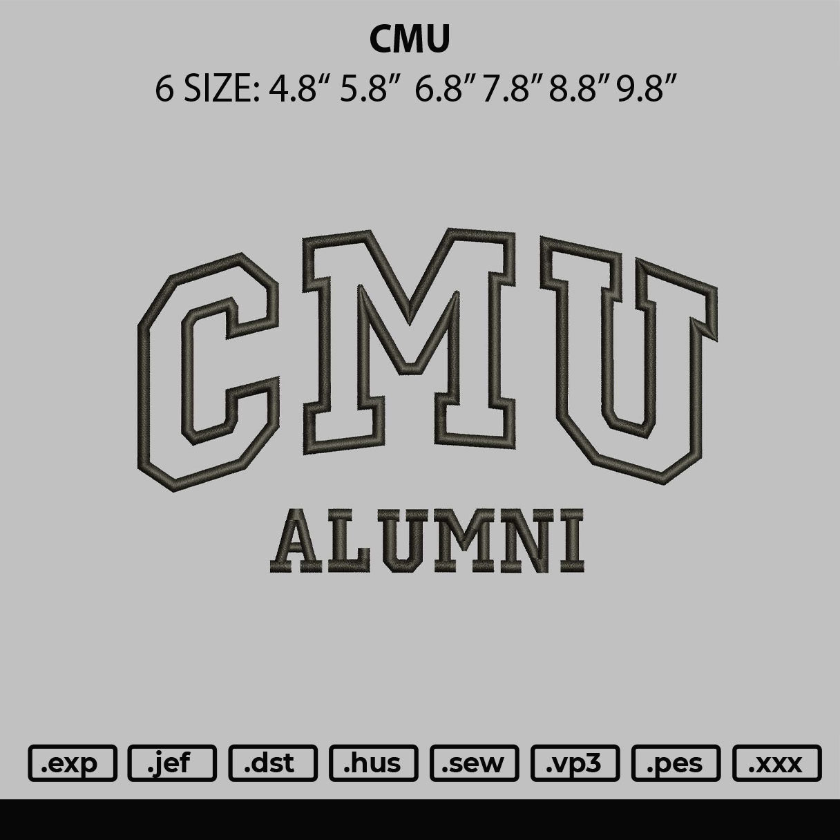 Cmu Embroidery File 6 sizes – embrostudio