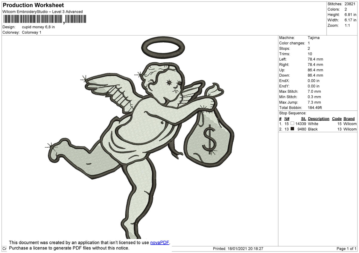 Cupid money Embroidery – embrostudio