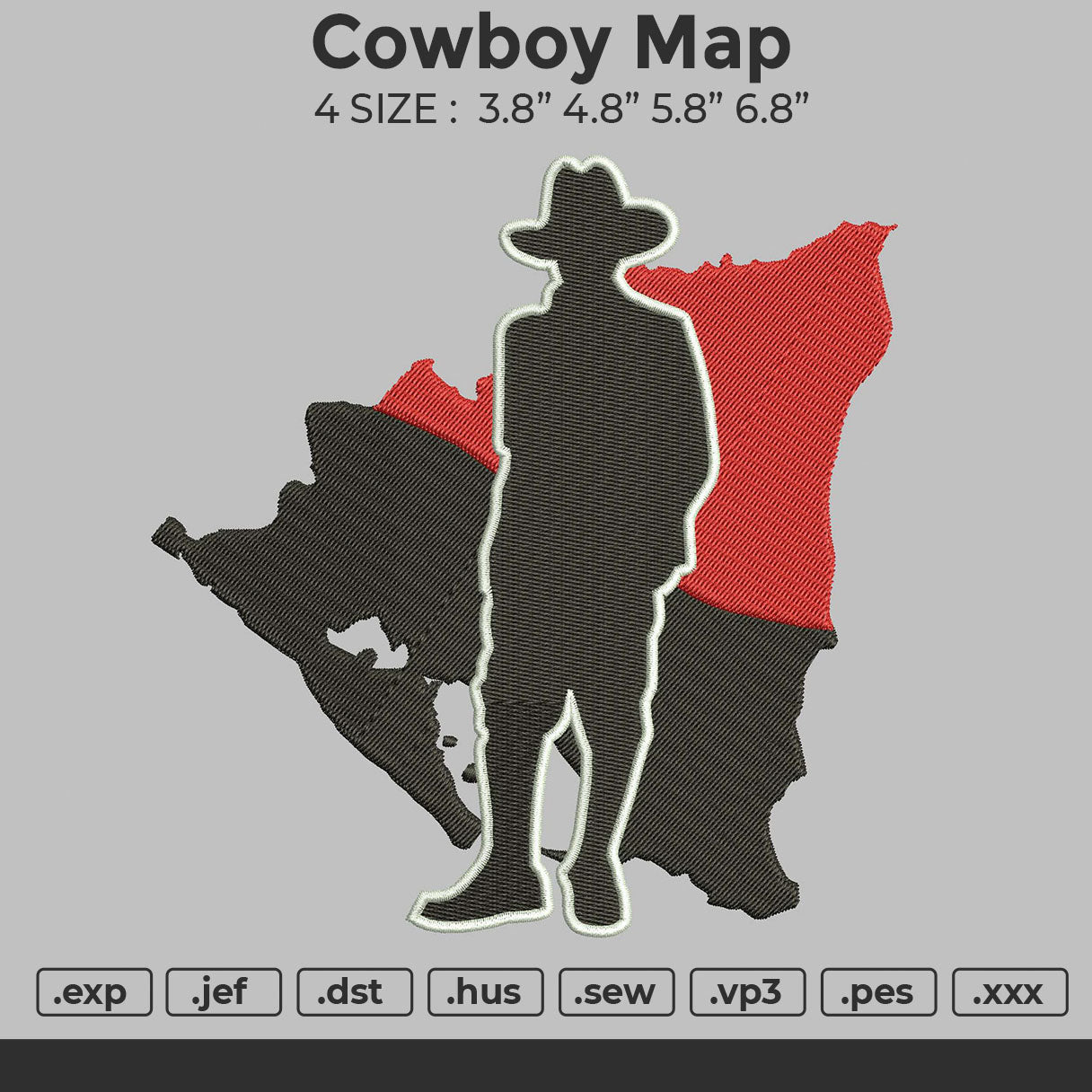 Cowboy Map Embroidery – embrostudio