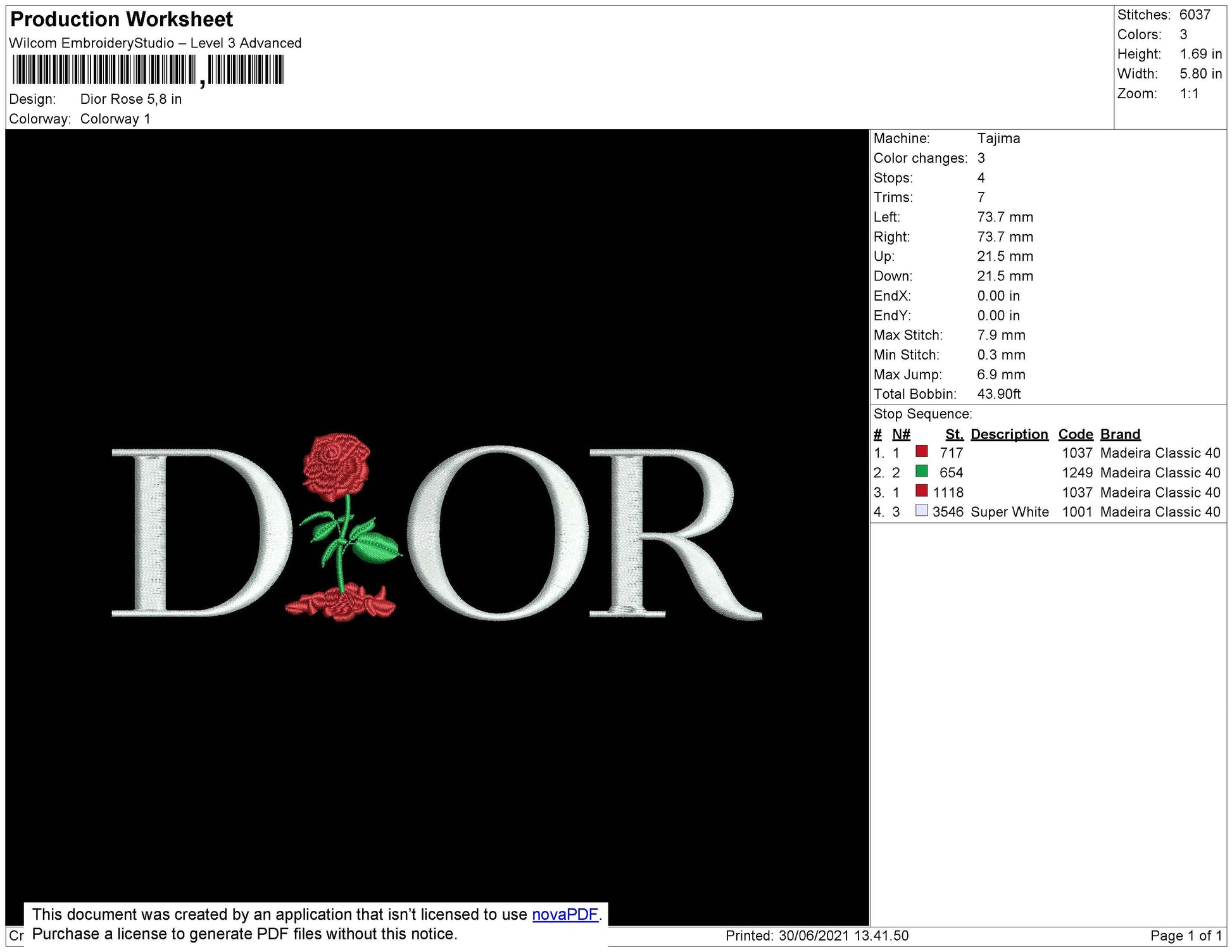 Dior rose Embroidery – embrostudio