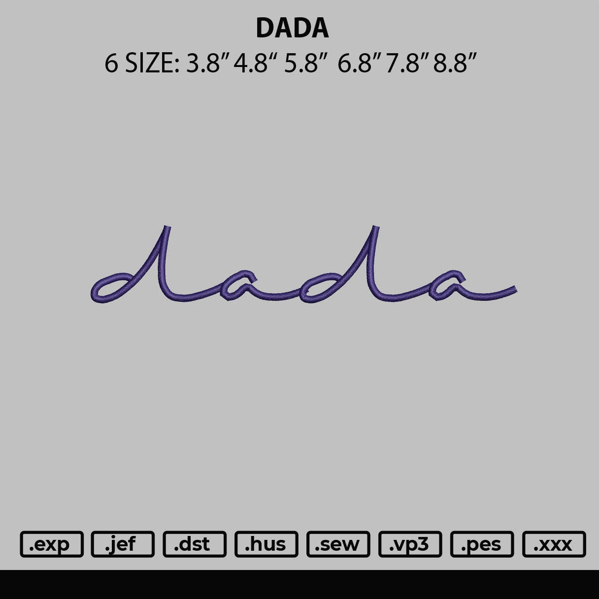 Dada Embroidery File 6 sizes – embrostudio