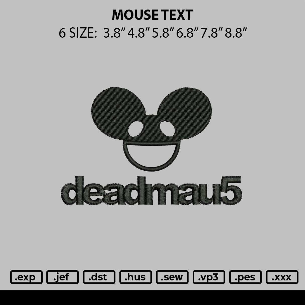 Mouse Text Embroidery File 6 sizes – embrostudio