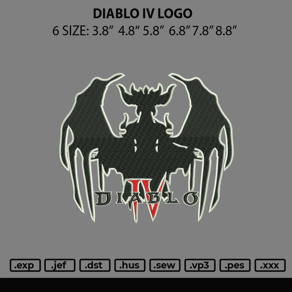 Diablo Iv Logo Embroidery File 6 sizes – embrostudio
