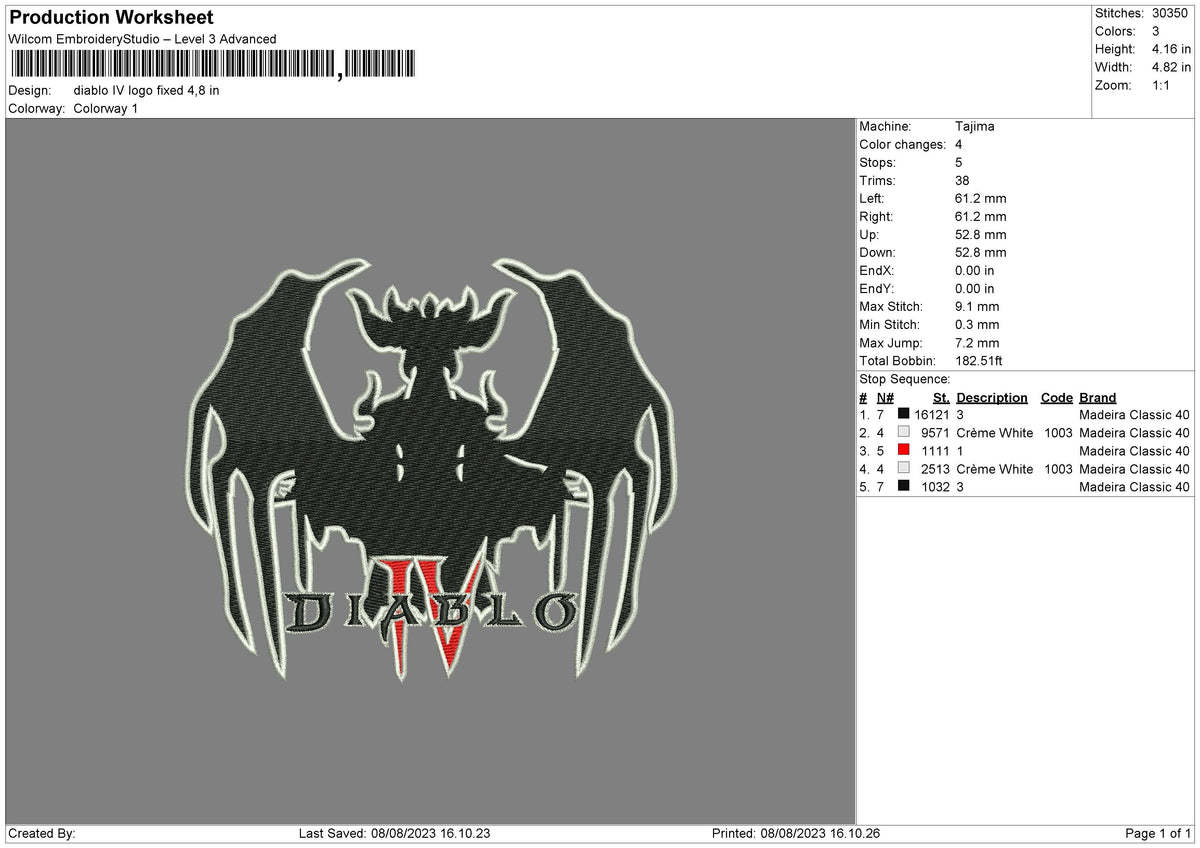 Diablo Iv Logo Embroidery File 6 sizes – embrostudio