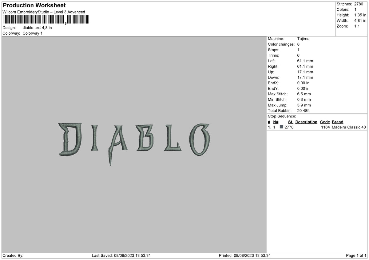 Diablo Text Embroidery File 6 sizes – embrostudio