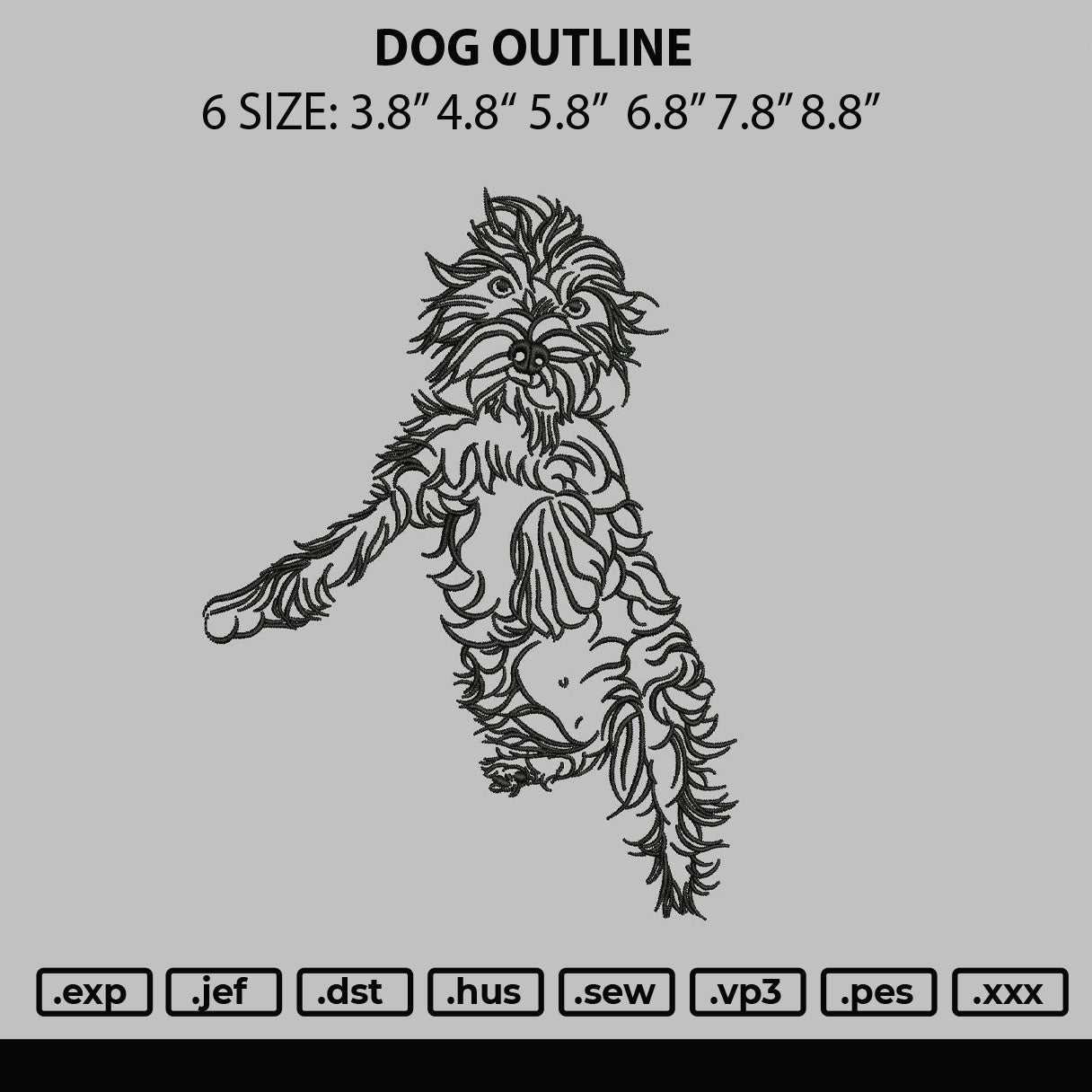 Dog Outline Embroidery File 6 sizes – embrostudio