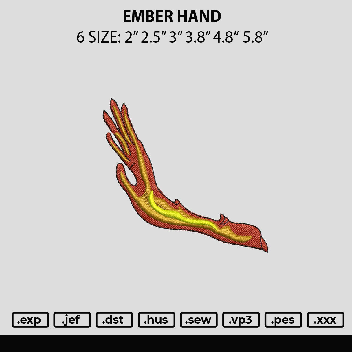 Ember Hand Embroidery File 6 sizes – embrostudio
