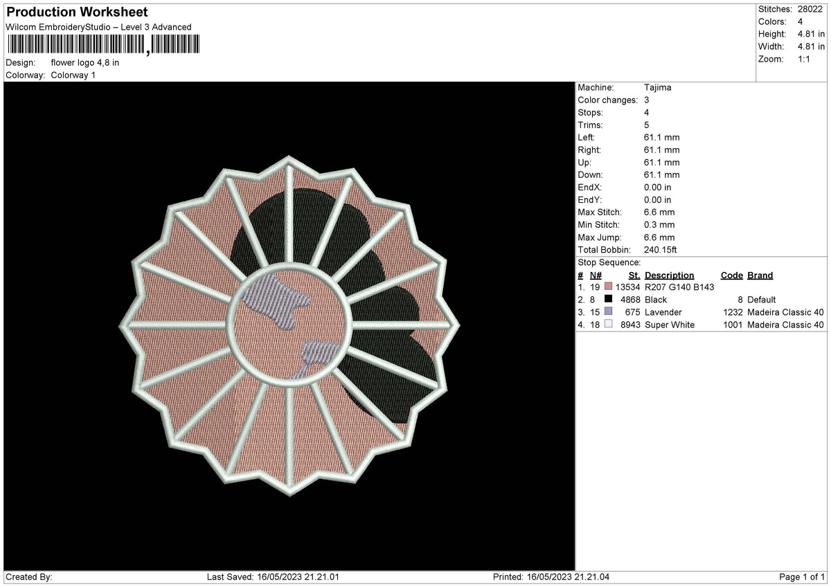 Flower Logo Embroidery File 6 sizes – embrostudio