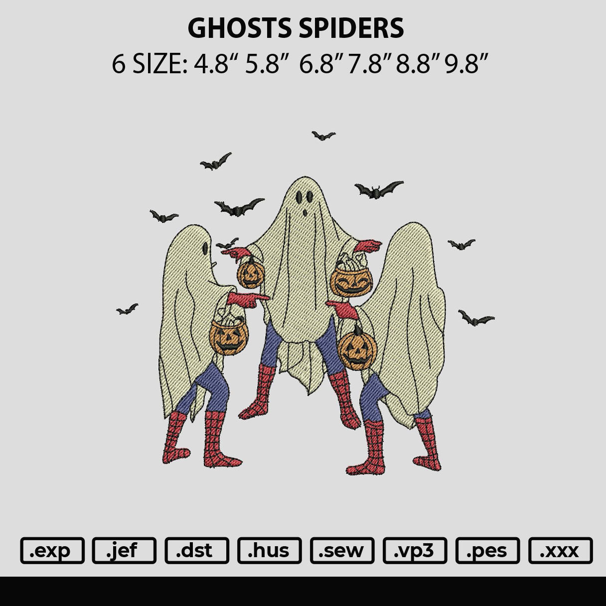 Ghosts Spiders Embroidery File 6 sizes – embrostudio