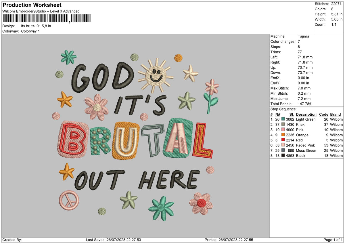 Its Brutal 01 Embroidery File 6 sizes – embrostudio