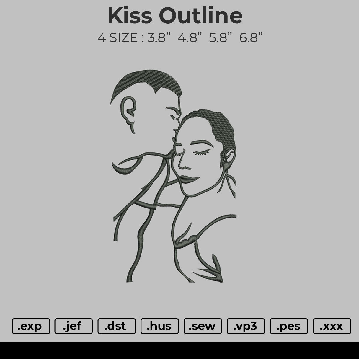 Kiss outline Embroidery – embrostudio