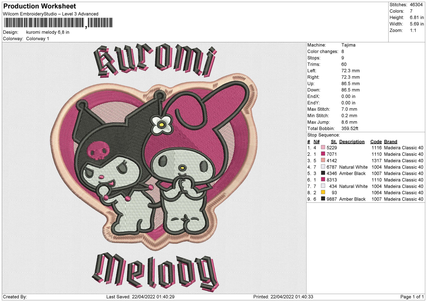 Kuromi Melody – embrostudio