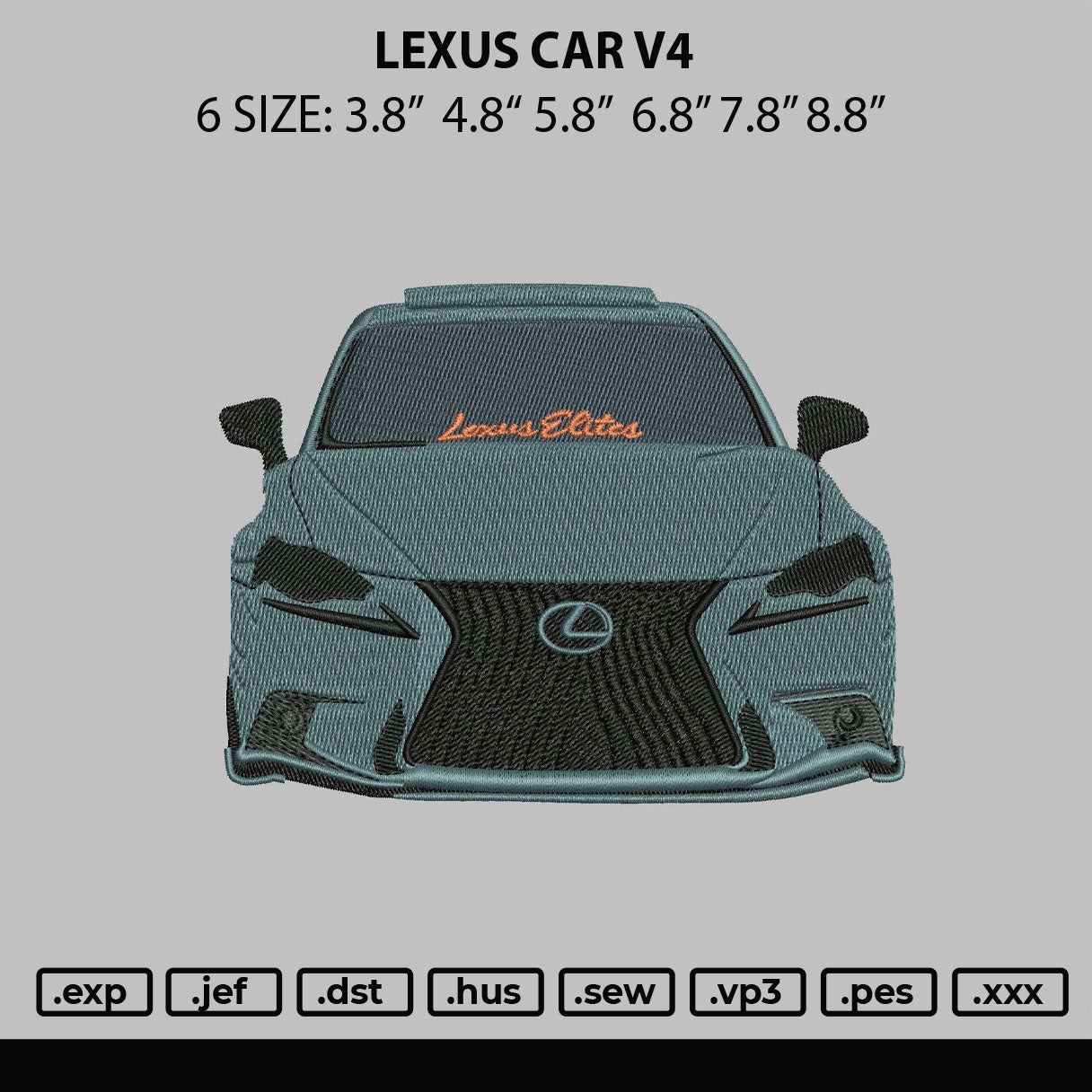 Lexus Car V4 Embroidery File 6 sizes – embrostudio