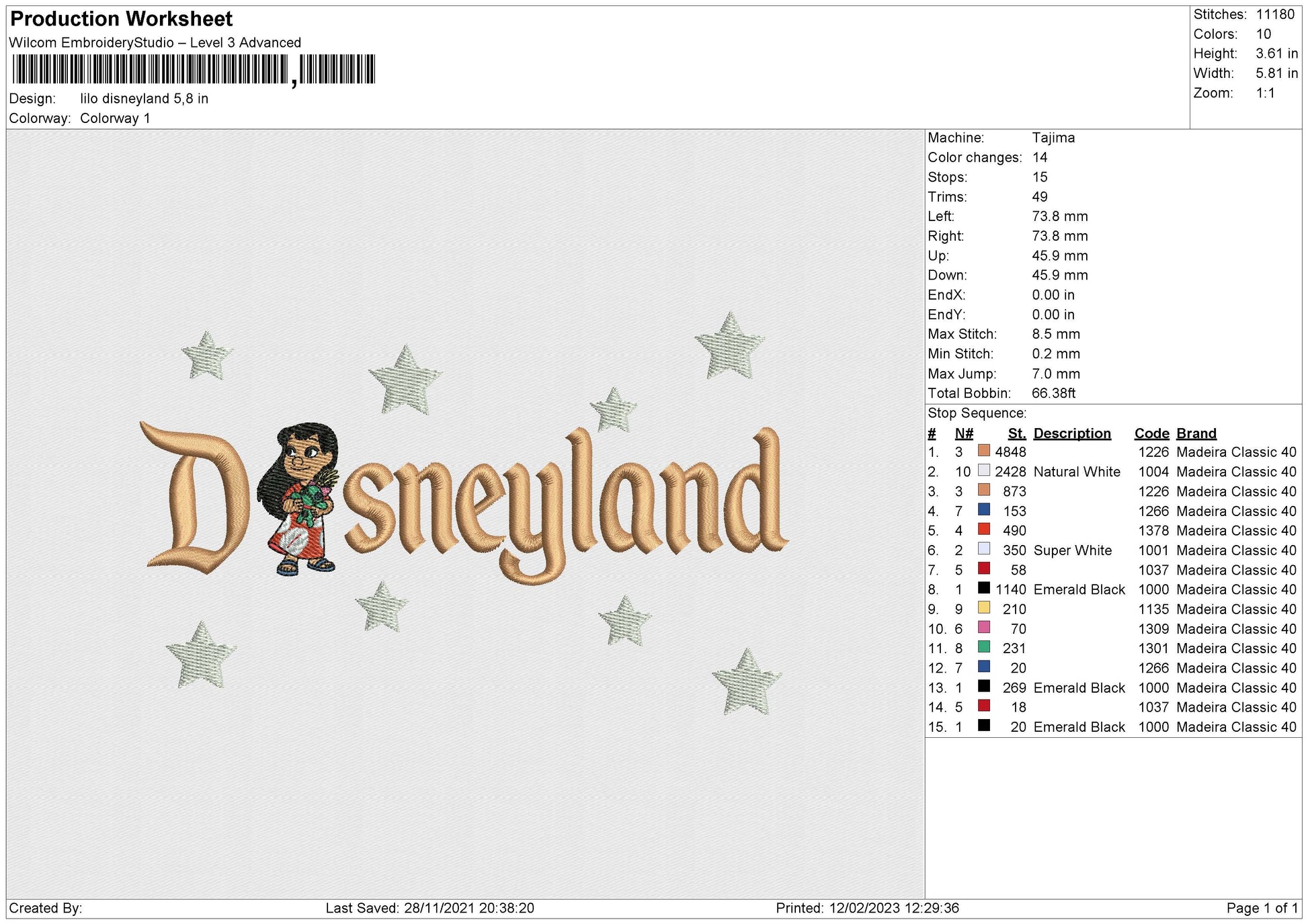 Lilo Disneyland Embroidery – embrostudio