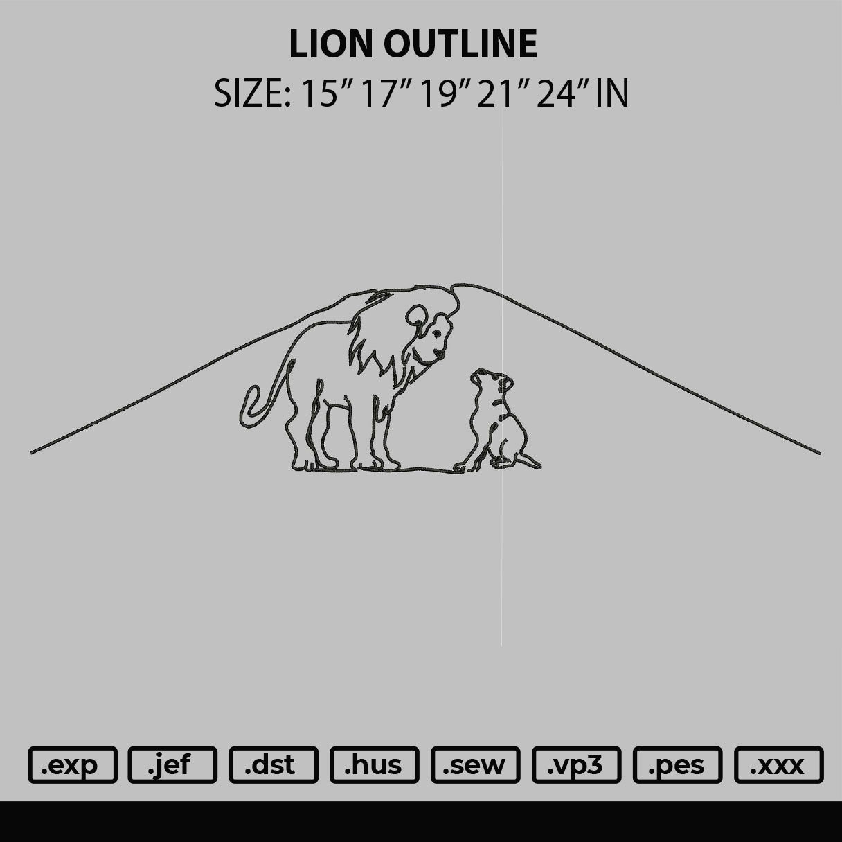 Lion Outline Embroidery File 6 sizes – embrostudio