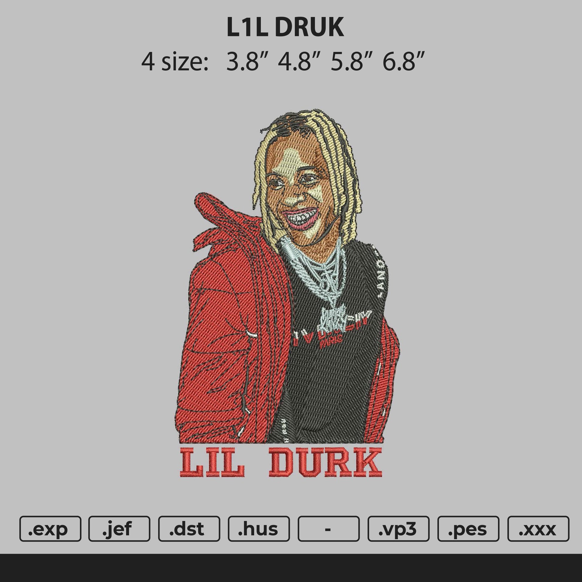 Lil Durk Red Embroidery – embrostudio