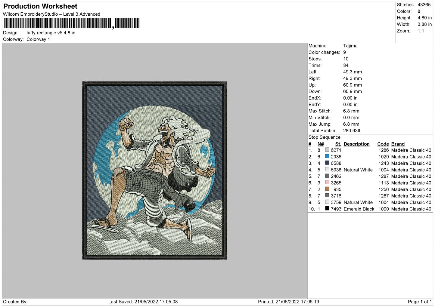 Luffy Rectangle v5 Embroidery – embrostudio