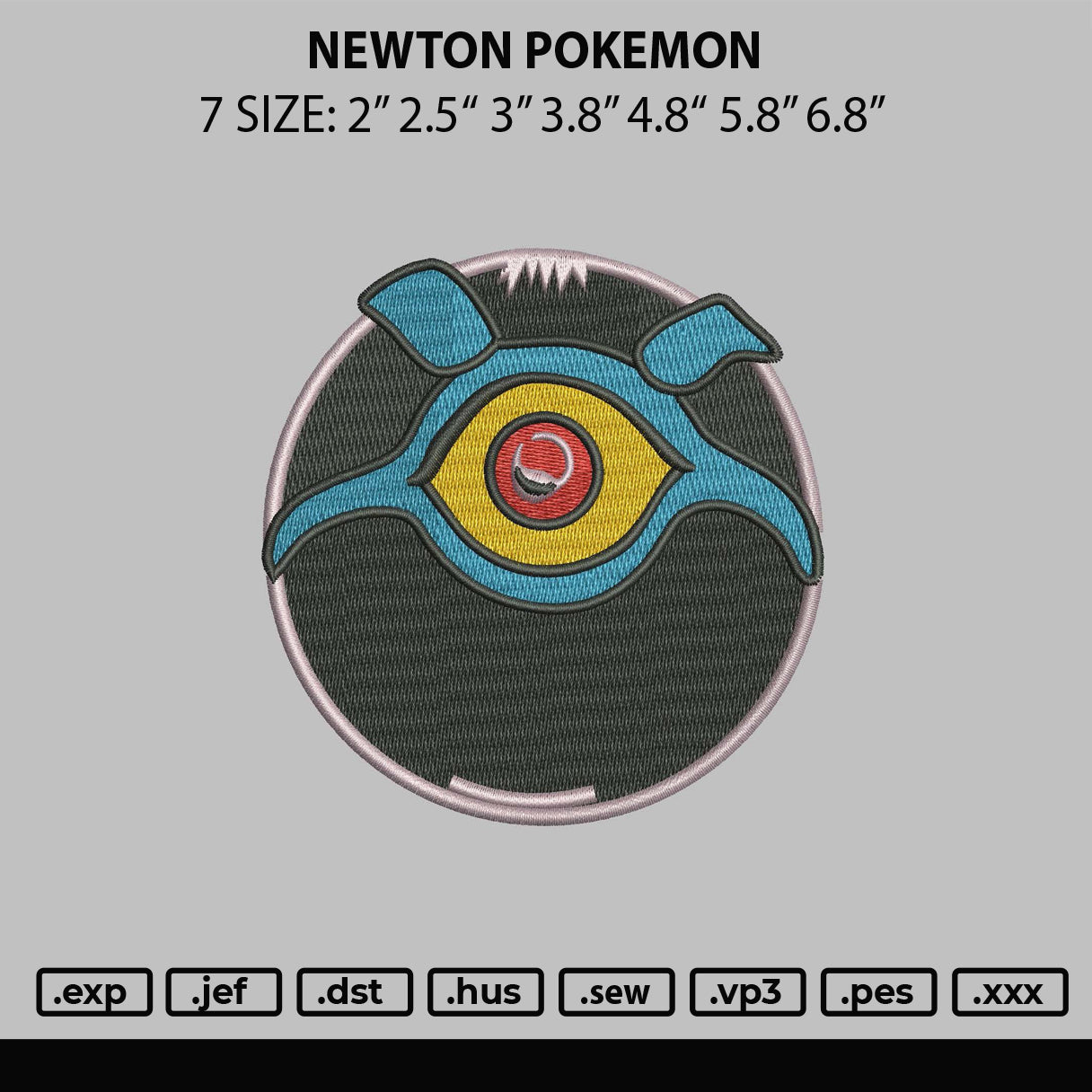 Newton Pokemon Embroidery File 7 sizes – embrostudio