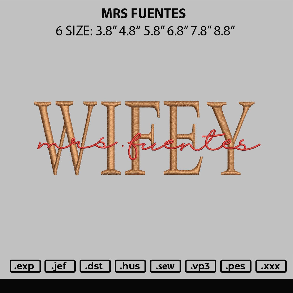 Mrs Fuentes Embroidery File 6 sizes – embrostudio