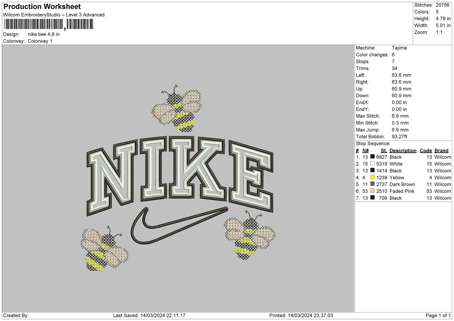 Nike Bee 01 Embroidery File 6 sizes – embrostudio