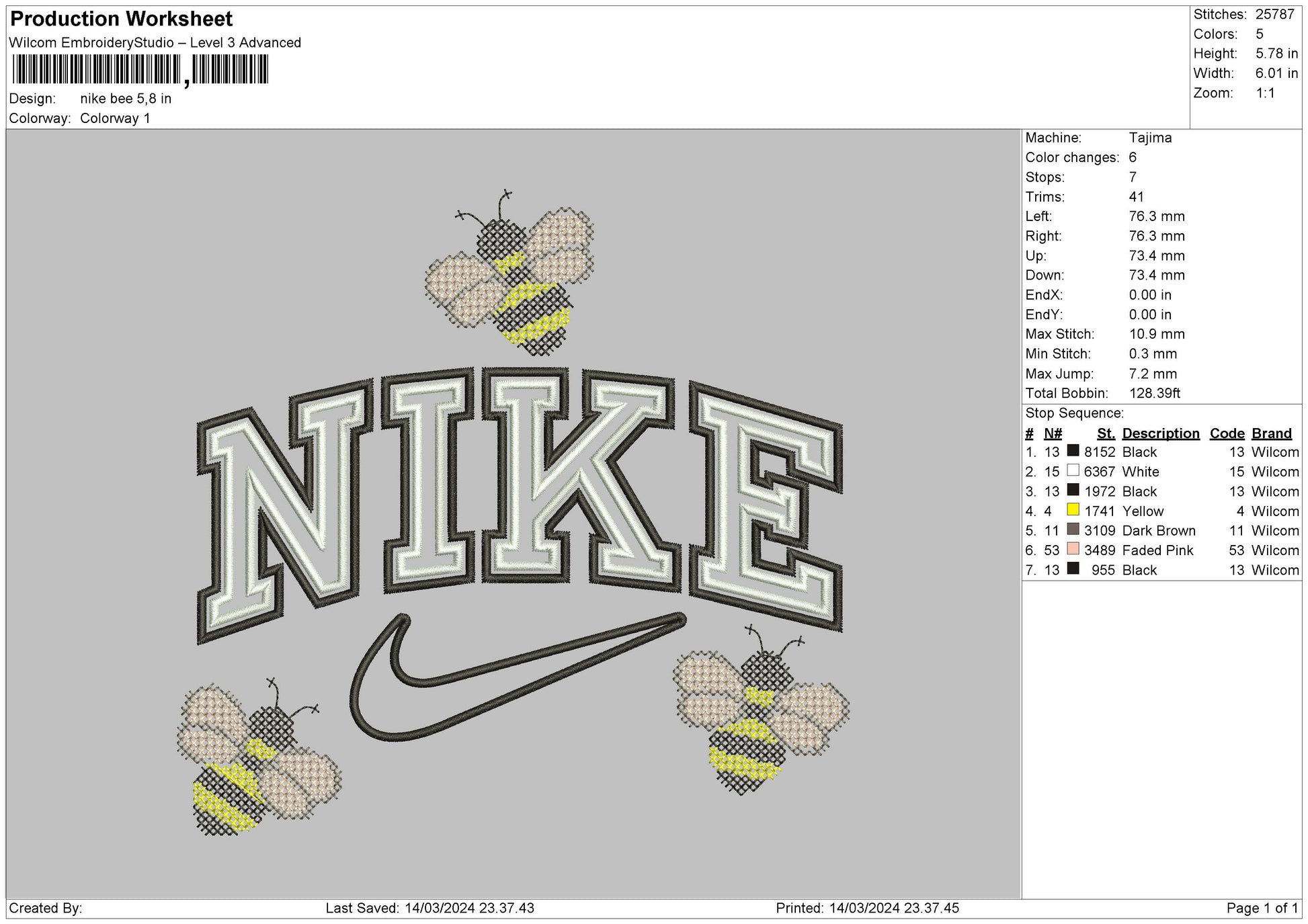 Nike Bee 01 Embroidery File 6 sizes – embrostudio