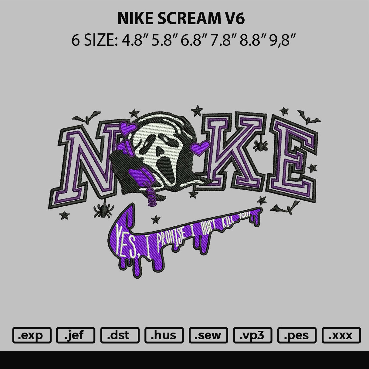 Nike Scream V6 Embroidery File 6 sizes – embrostudio
