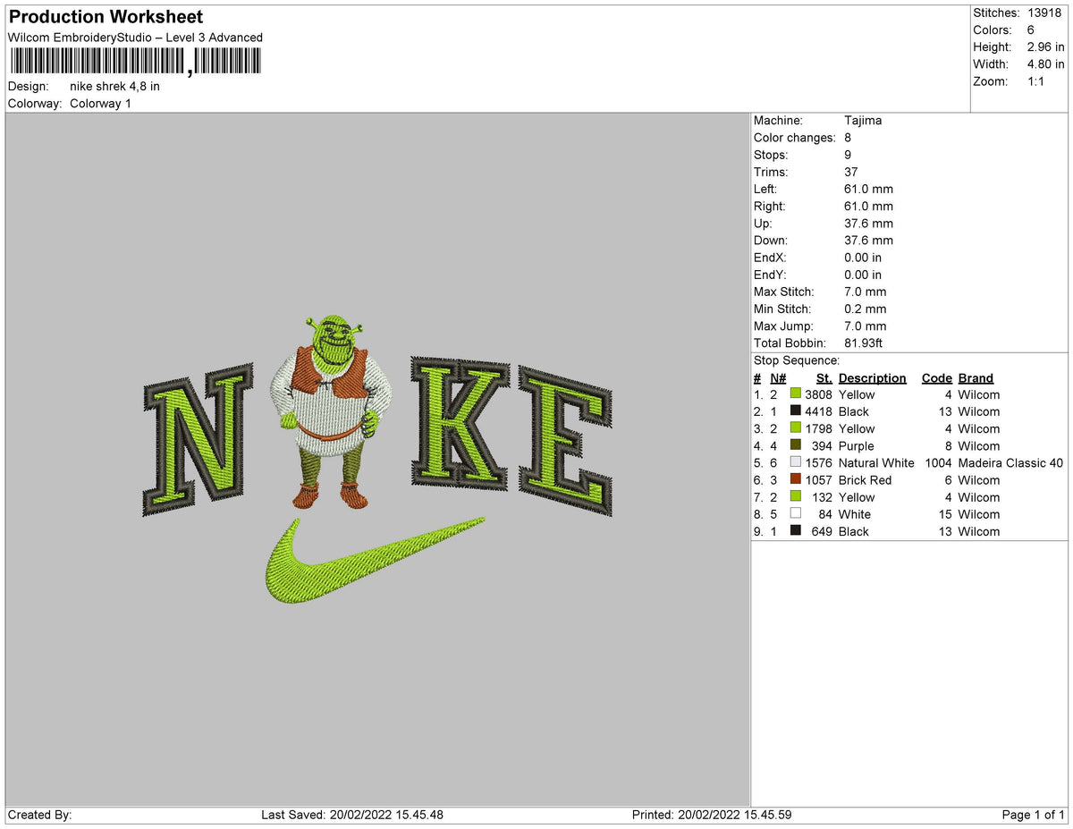 Nike Shrek Embroidery File 6 sizes – embrostudio