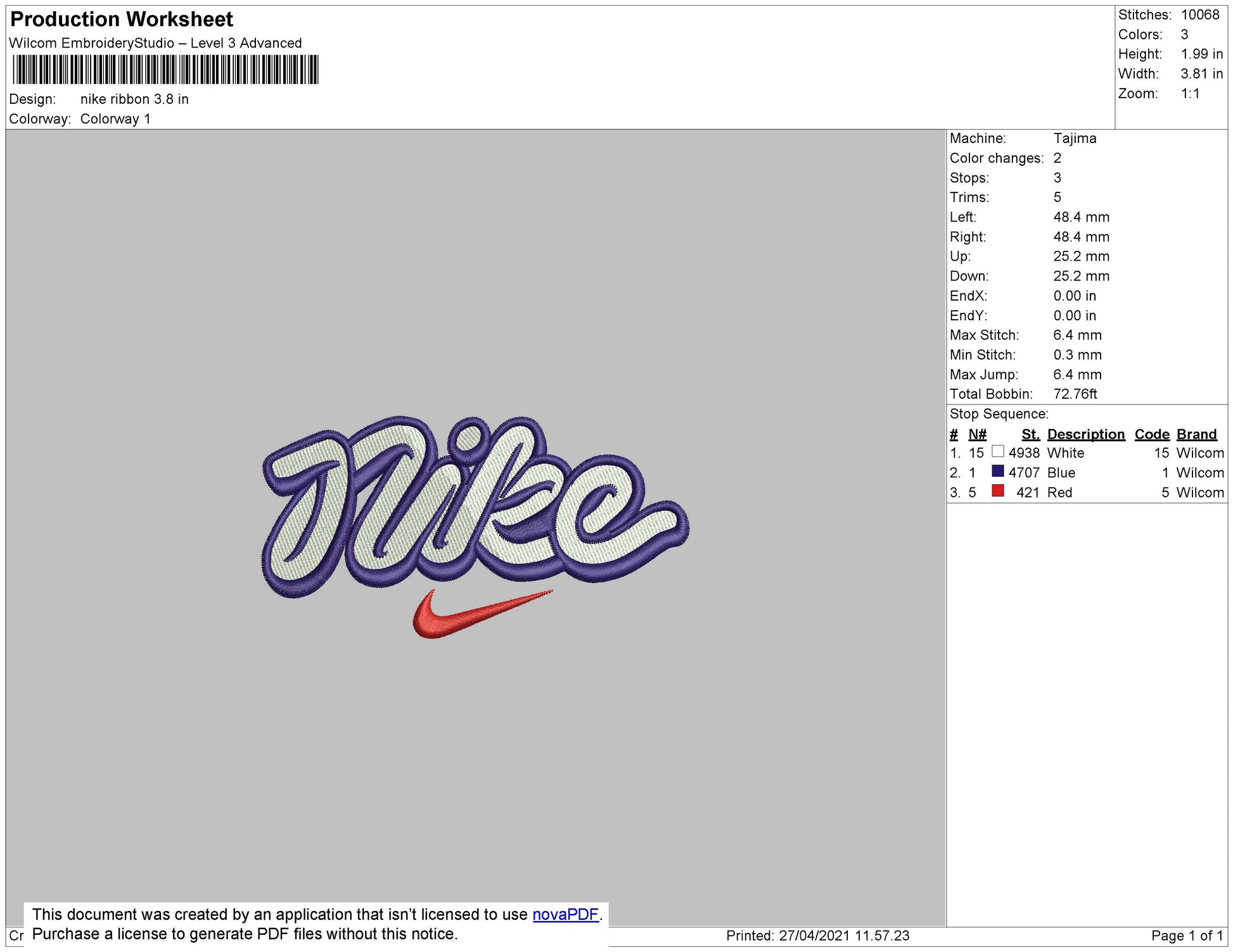 Nike Ribbon Embroidery – embrostudio