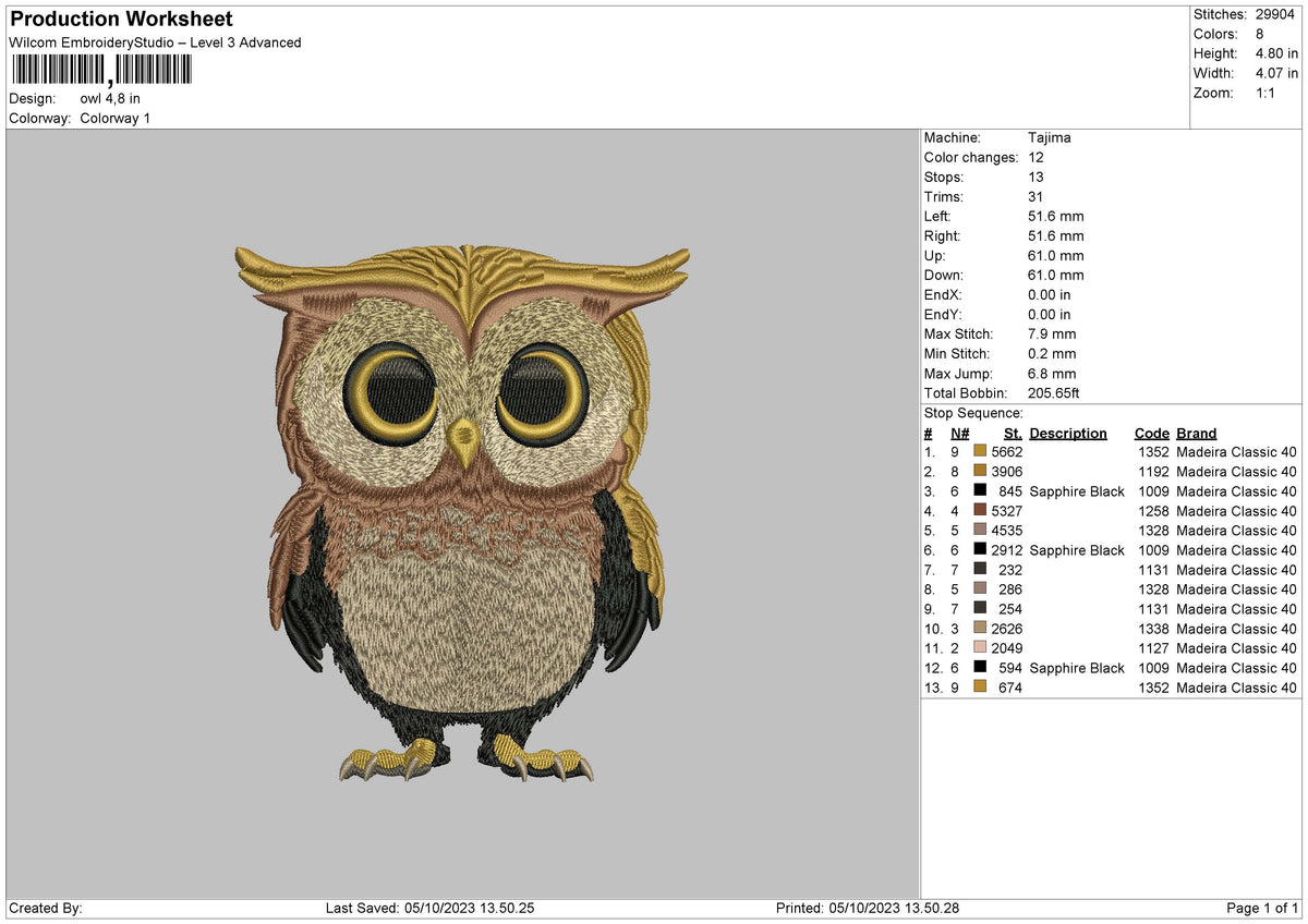Owl Embroidery File 6 sizes – embrostudio