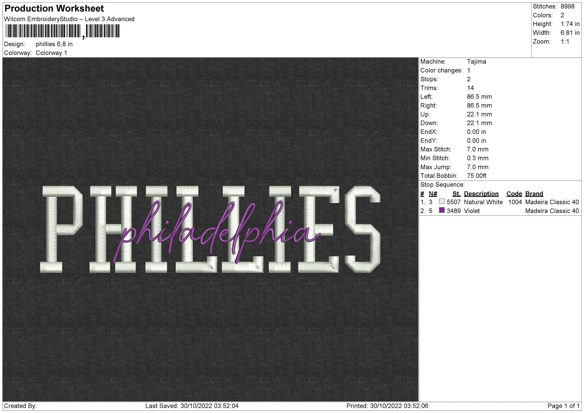 Phillies Embroidery – embrostudio