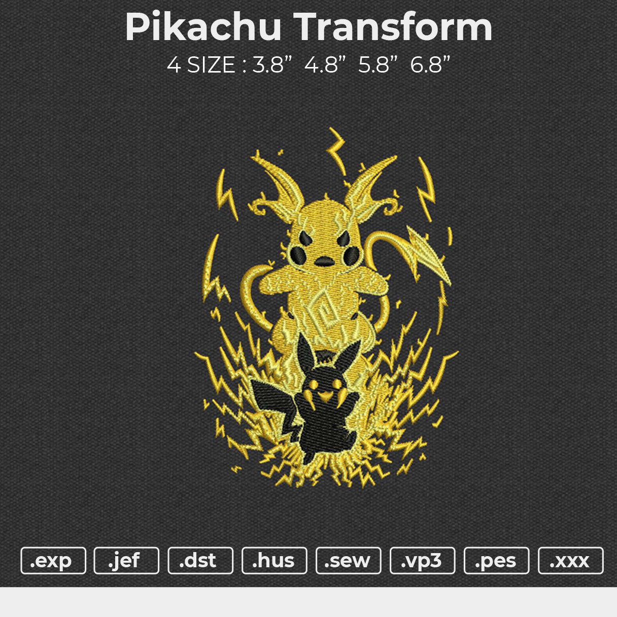 Pikachu Transform Embroidery – embrostudio