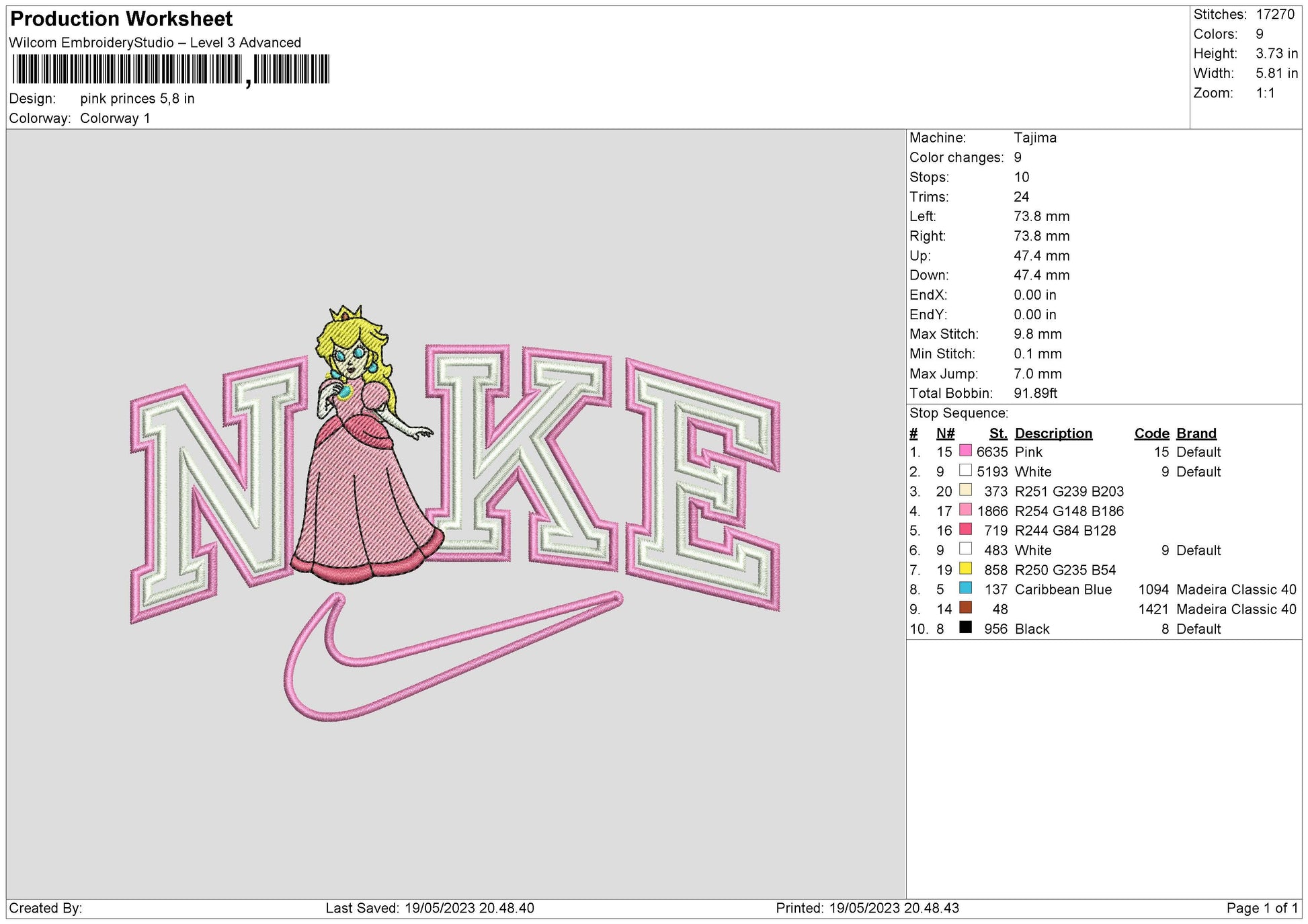 Nike Princess V3 Embroidery File 6 sizes – embrostudio