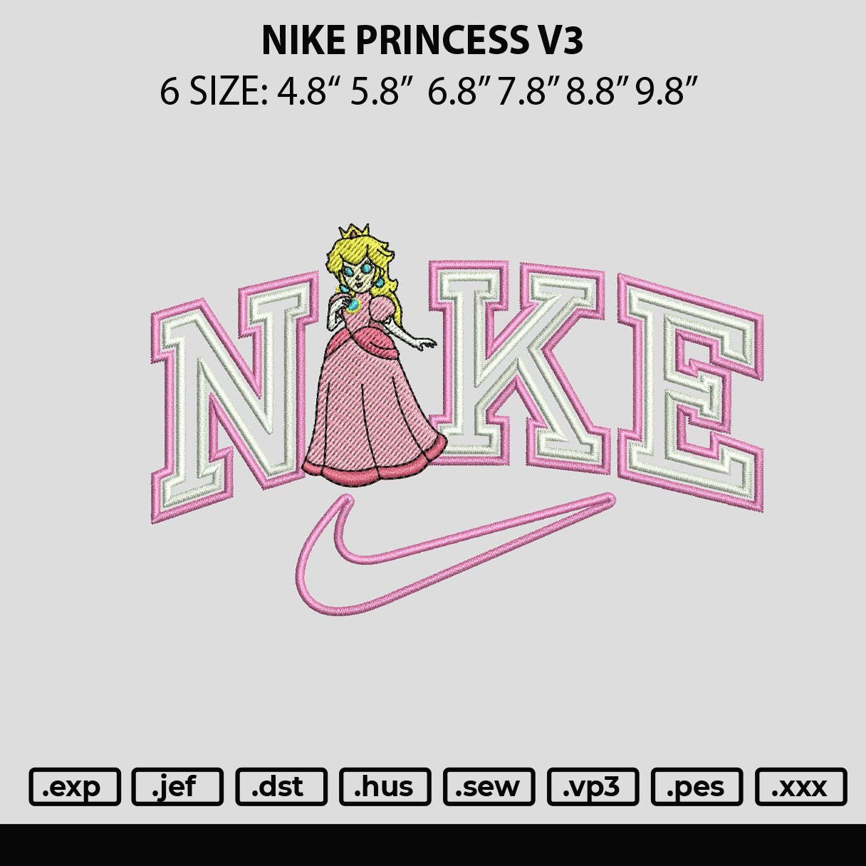 Nike Princess V3 Embroidery File 6 sizes – embrostudio