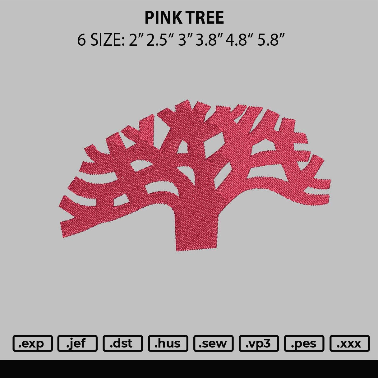 Pink Tree Embroidery File 6 sizes – embrostudio