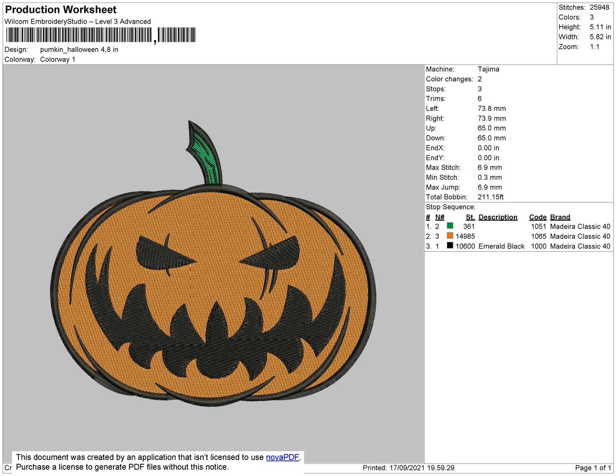 Pumpkin Halloween 002 Embroidery – embrostudio