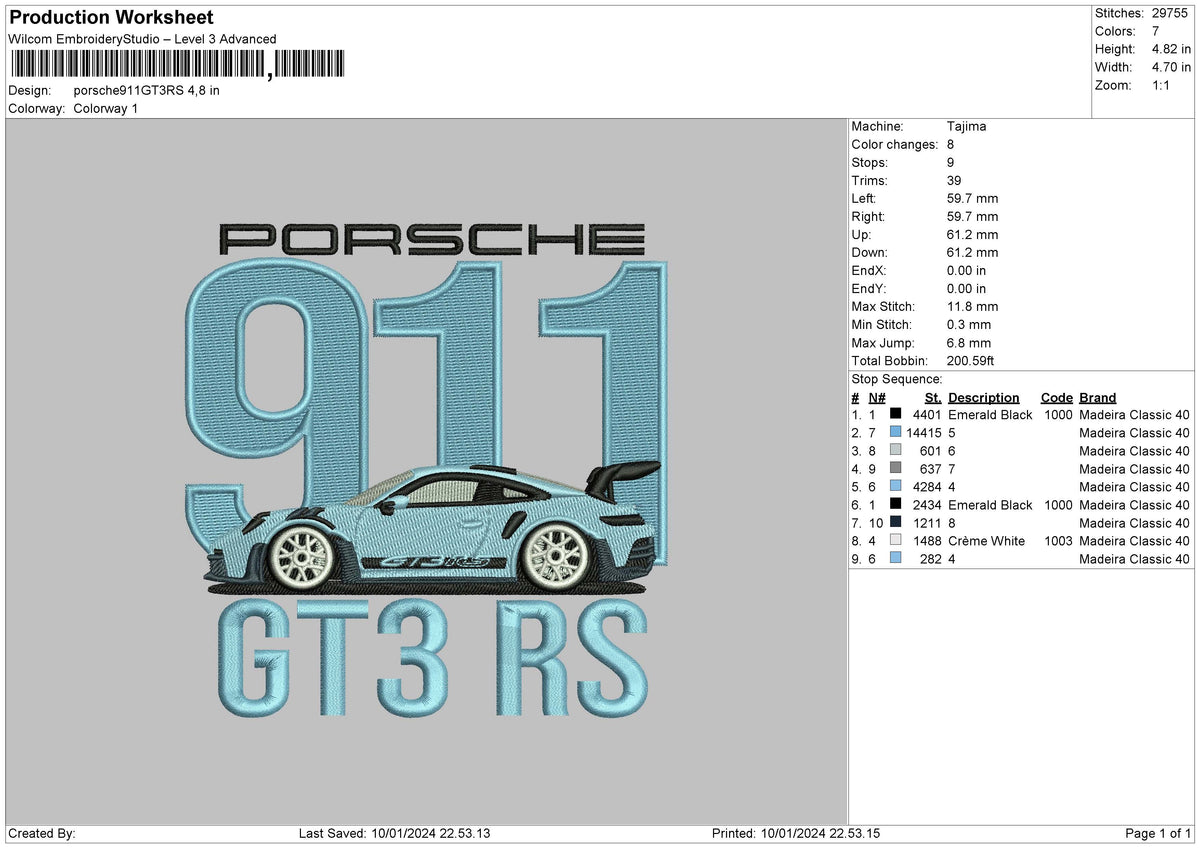 Porsche Blue V3 Embroidery File 6 sizes – embrostudio