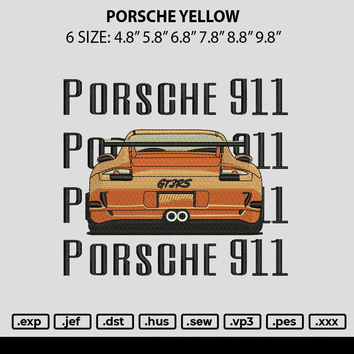 Porsche Yellow Embroidery File 6 sizes – embrostudio
