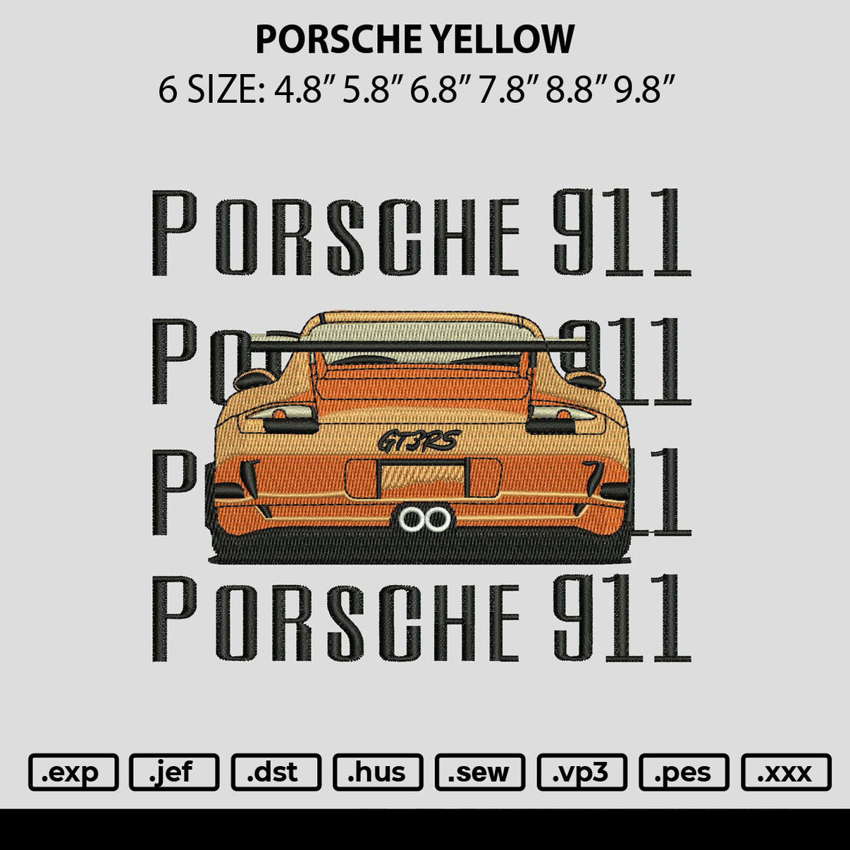 Porsche Yellow Embroidery File 6 sizes – embrostudio