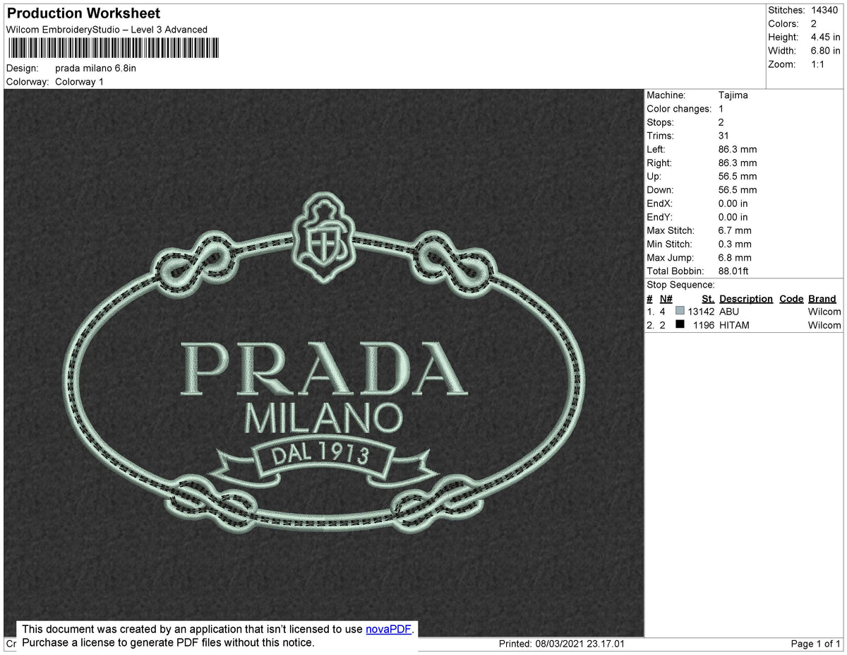 Prada Milano Oval Embroidery – embrostudio