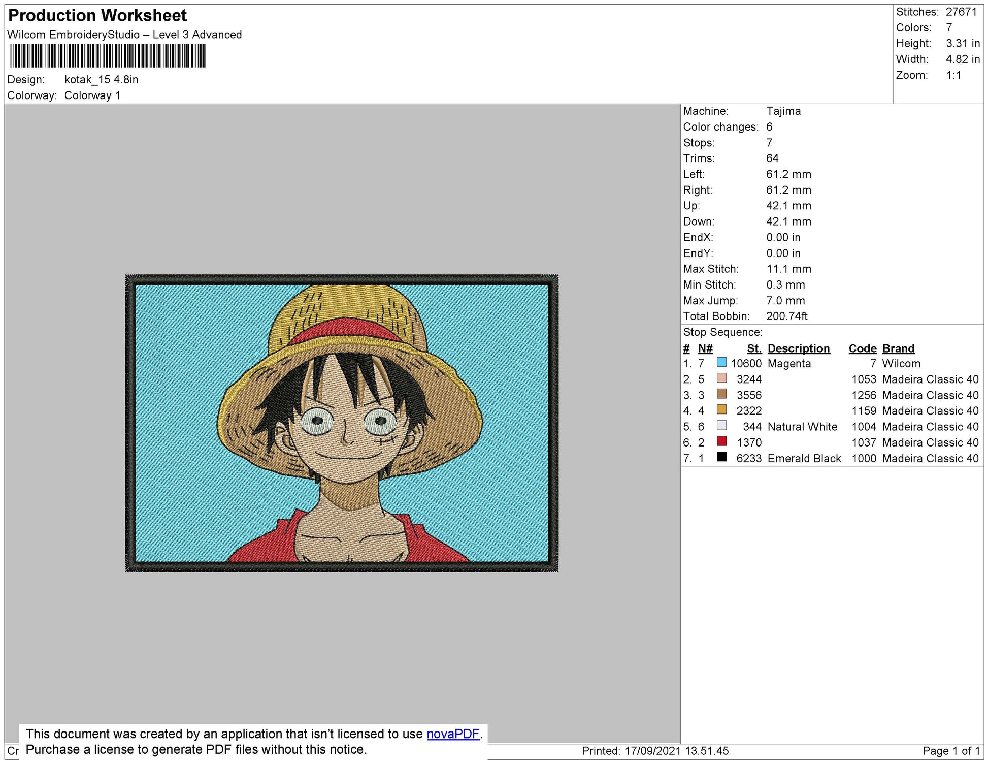 One Pieces Rectangle 003 Embroidery – embrostudio