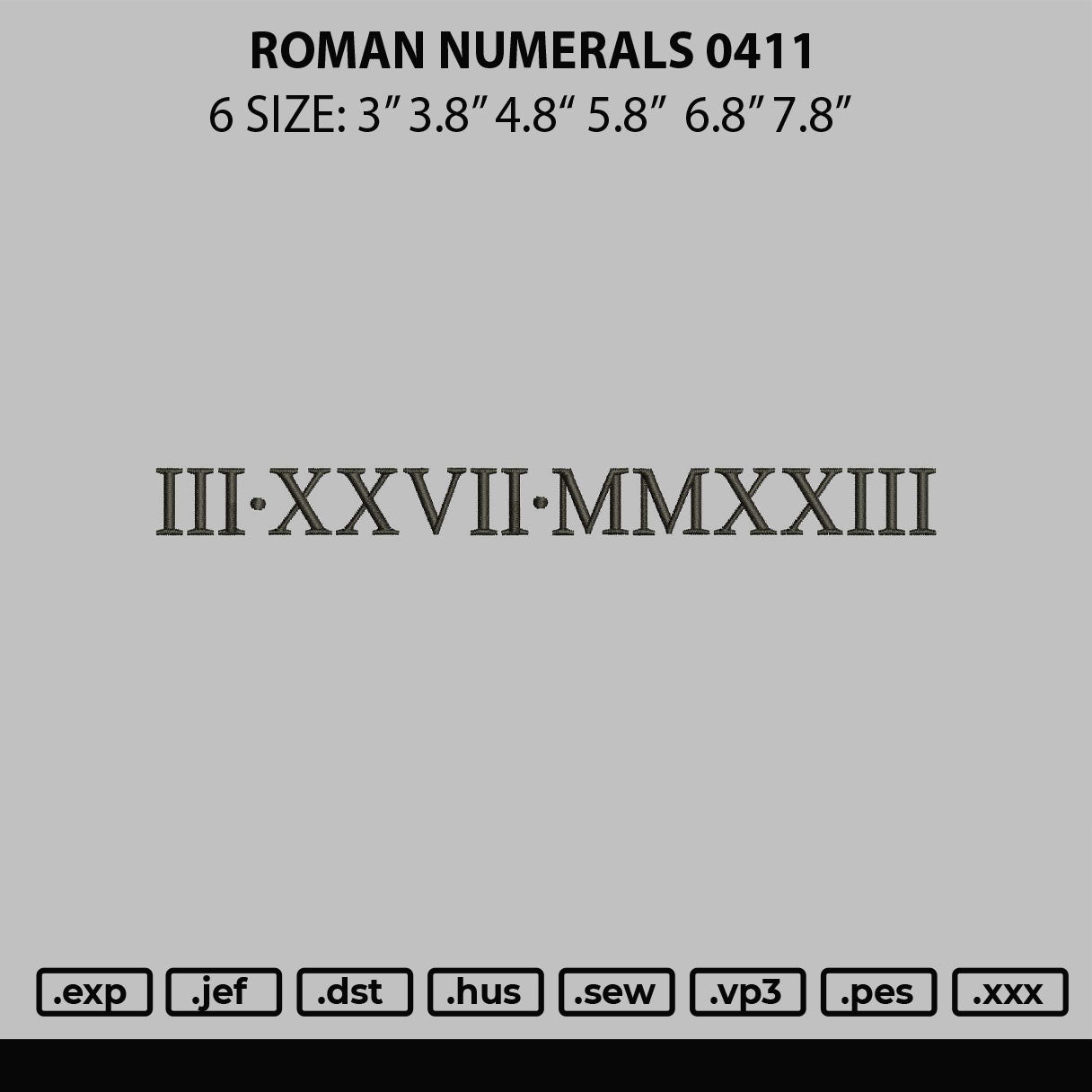 Roman Numerals Embroidery File 6 sizes – embrostudio