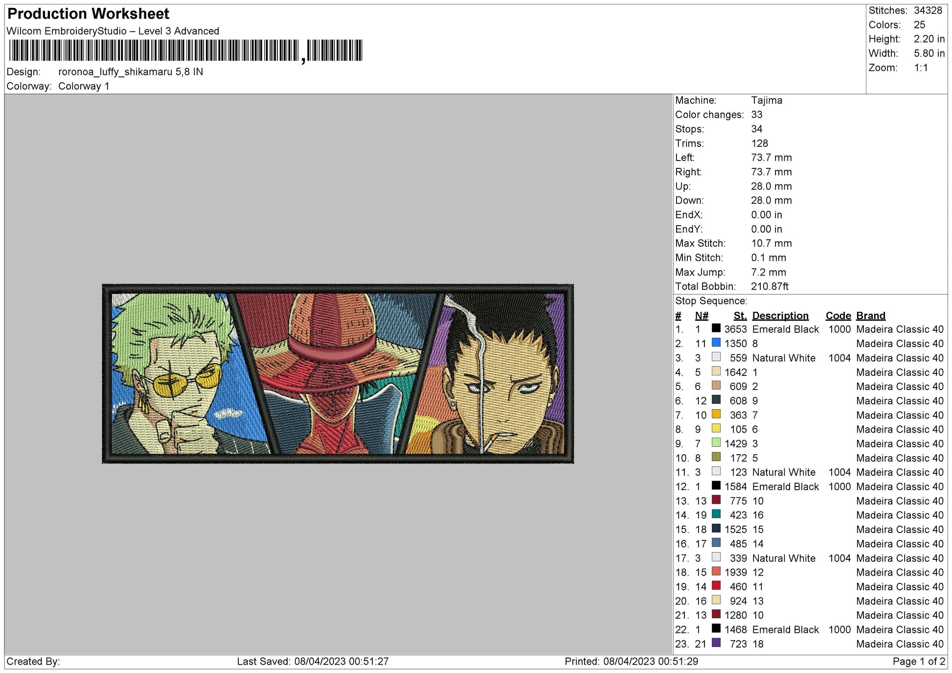 Anime Rectangle 0804 Embroidery – embrostudio