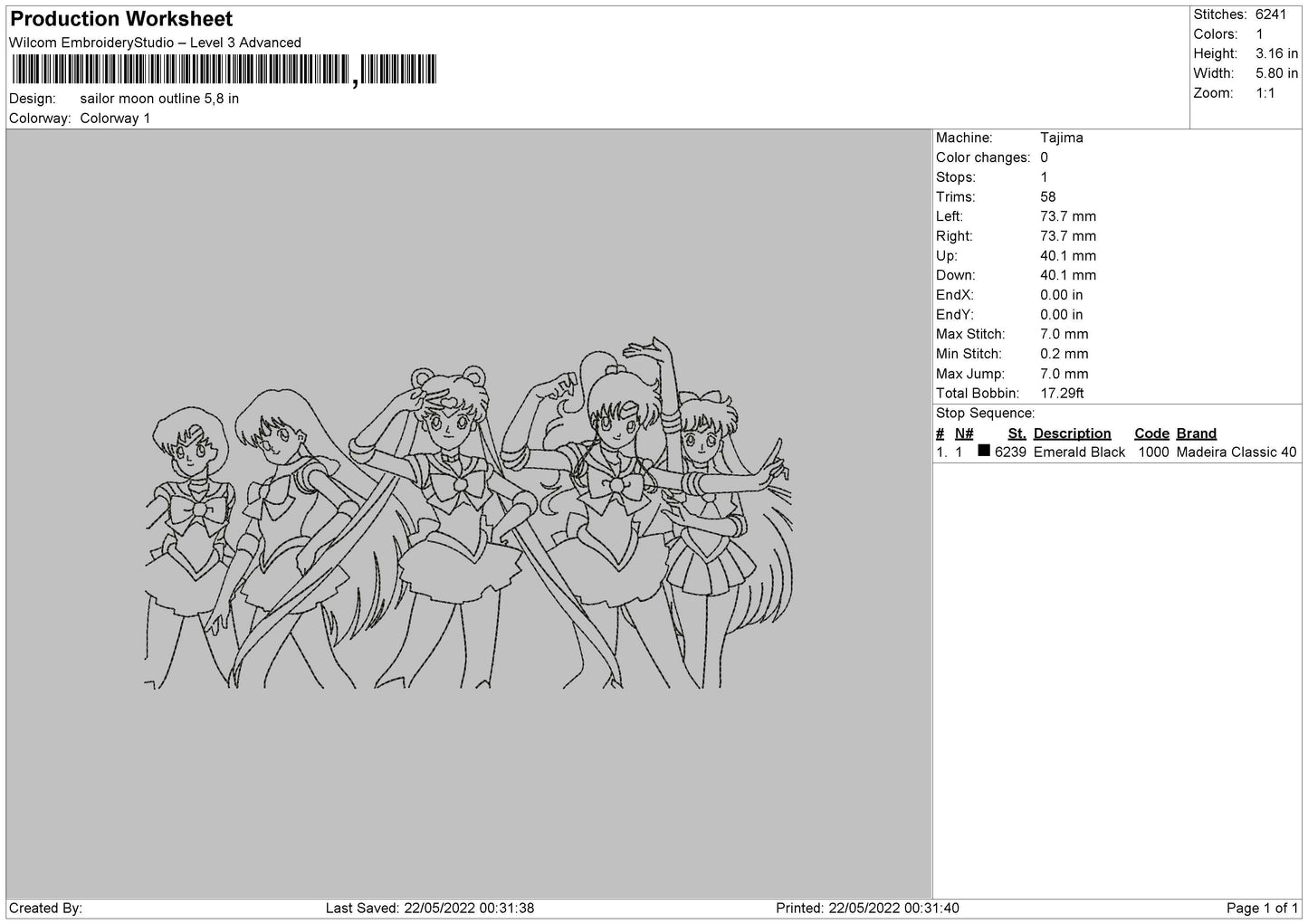 Sailor Moon Outline Embroidery – embrostudio