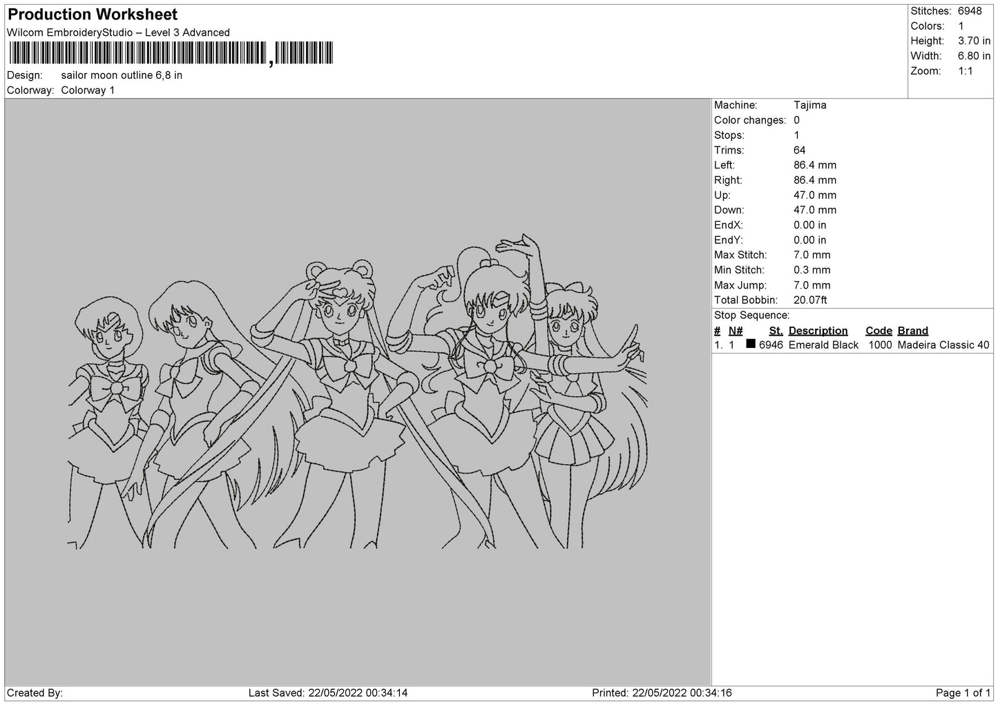 Sailor Moon Outline Embroidery – embrostudio